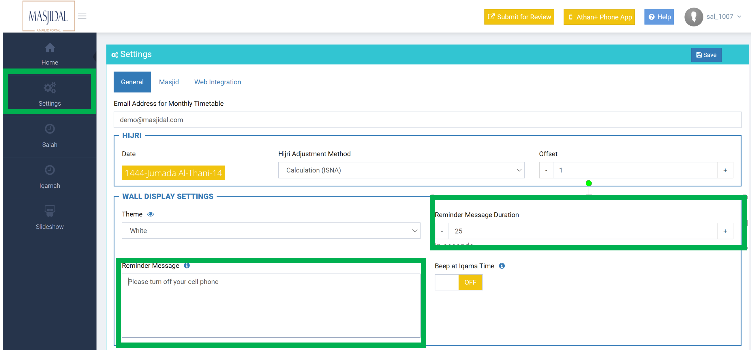 Reminder at Iqamah Time | Azan Clock, Iqamah Displays and Prayer Time ...