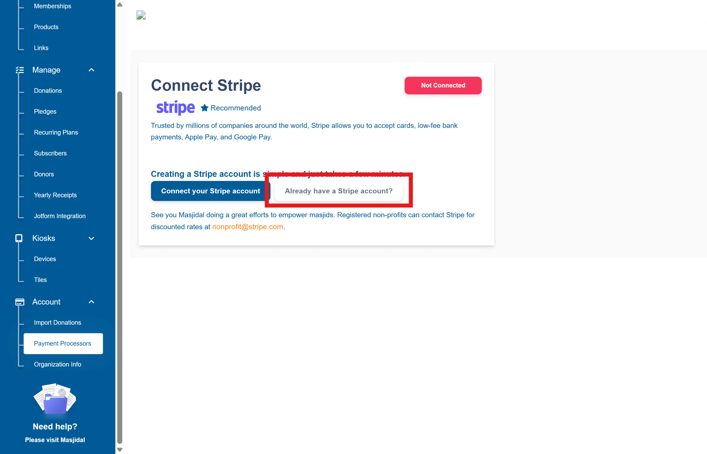 Stripe Integration | Masjidal